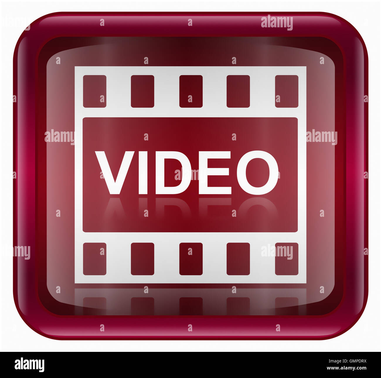 Film icon red, isolated on white background Stock Photo - Alamy
