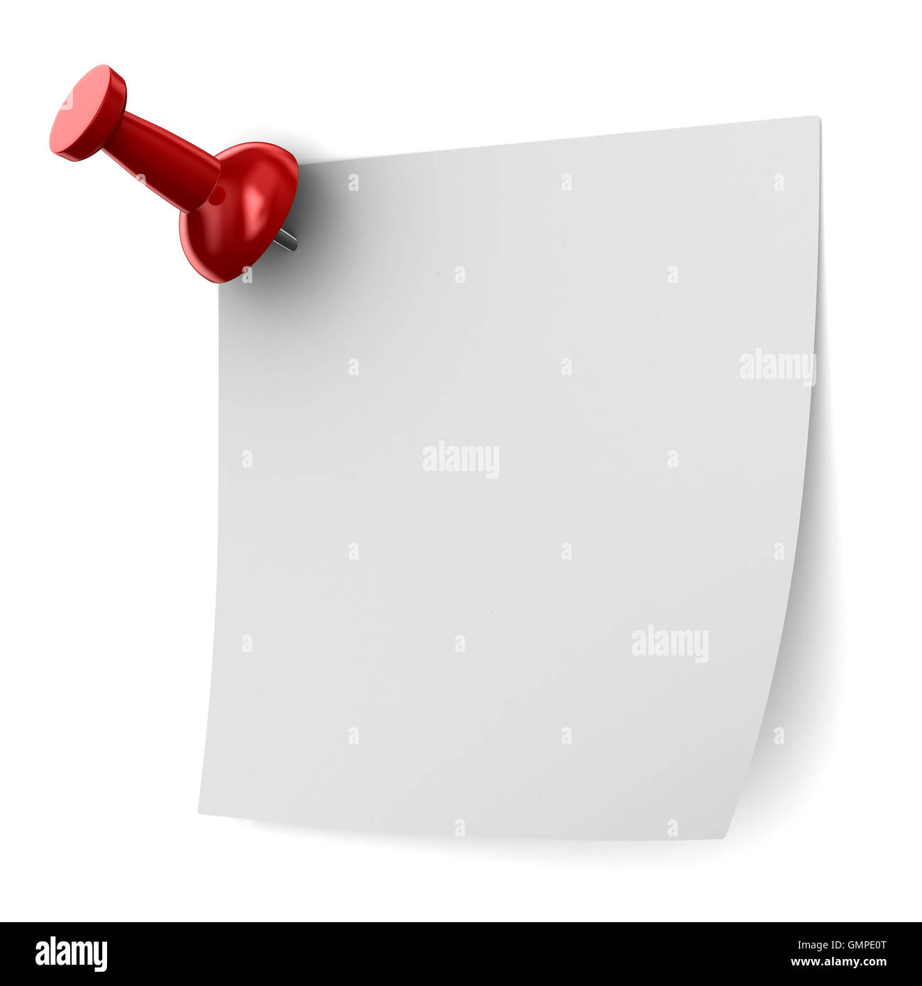 Red thumbtack on white background. Isolated 3D image Stock Photo - Alamy