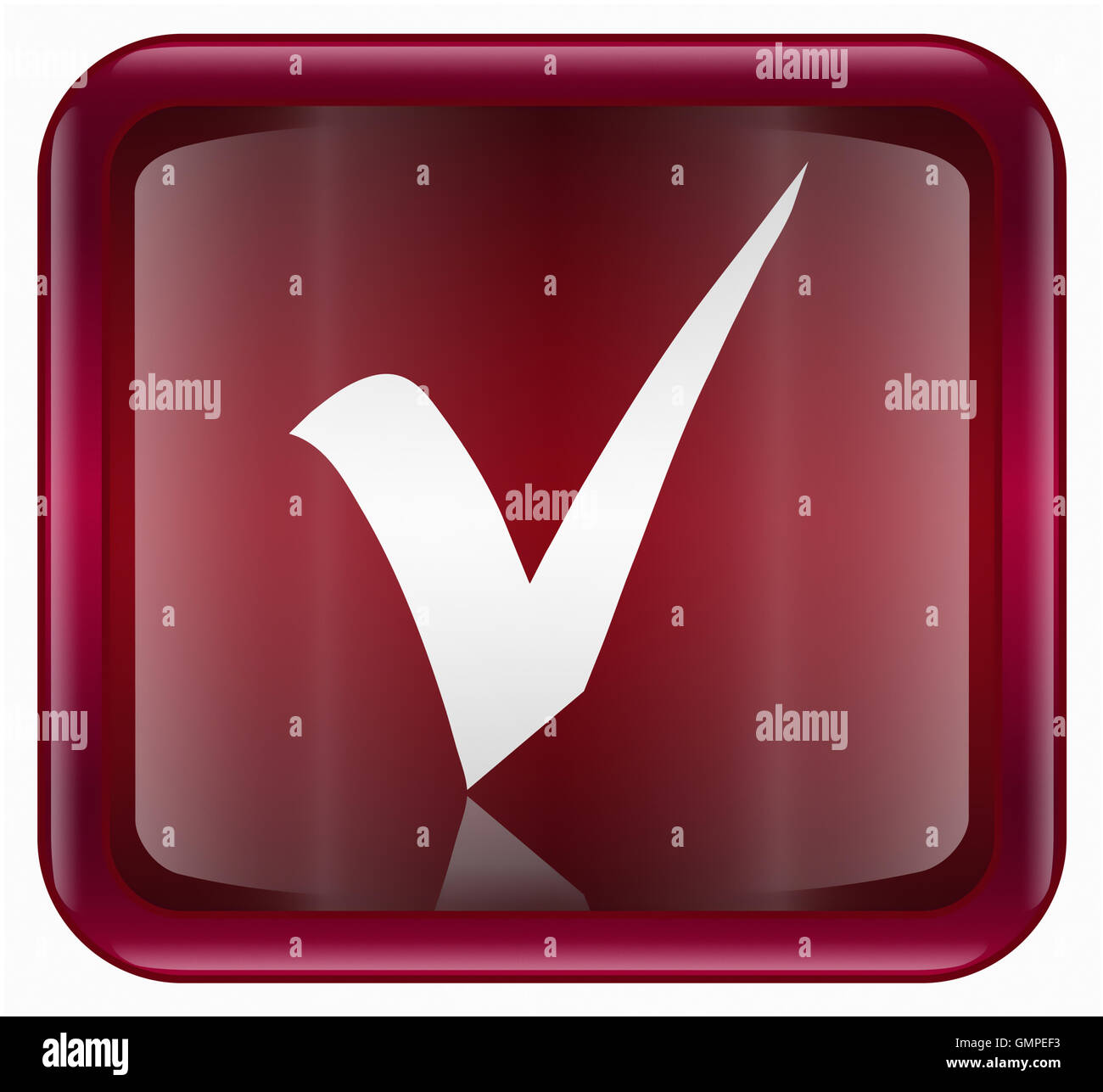 check icon red, isolated on white background Stock Photo - Alamy