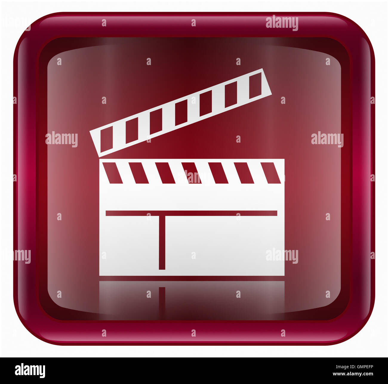 movie clapper board icon red Stock Photo - Alamy