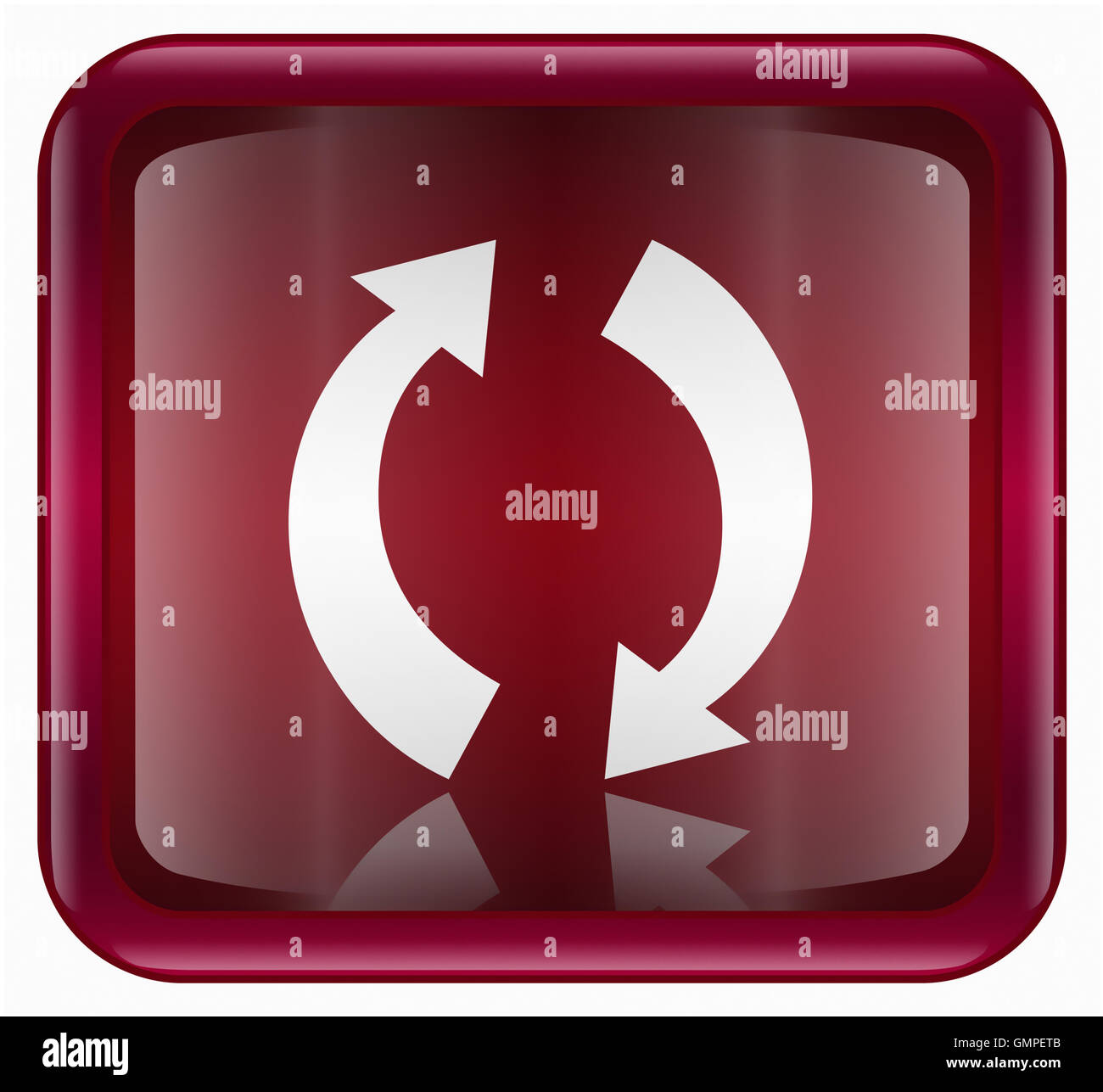 refresh icon red, isolated on white background Stock Photo - Alamy