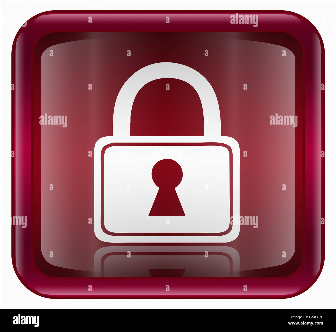 Lock icon red, isolated on white background Stock Photo - Alamy