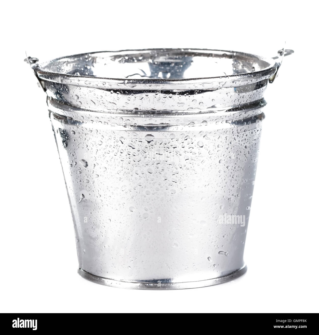 Metallic bucket isolated on white background Stock Photo - Alamy
