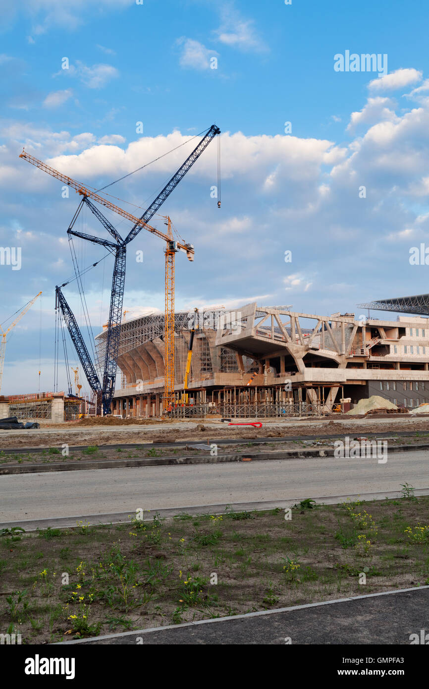 Building a new stadium Stock Photo - Alamy