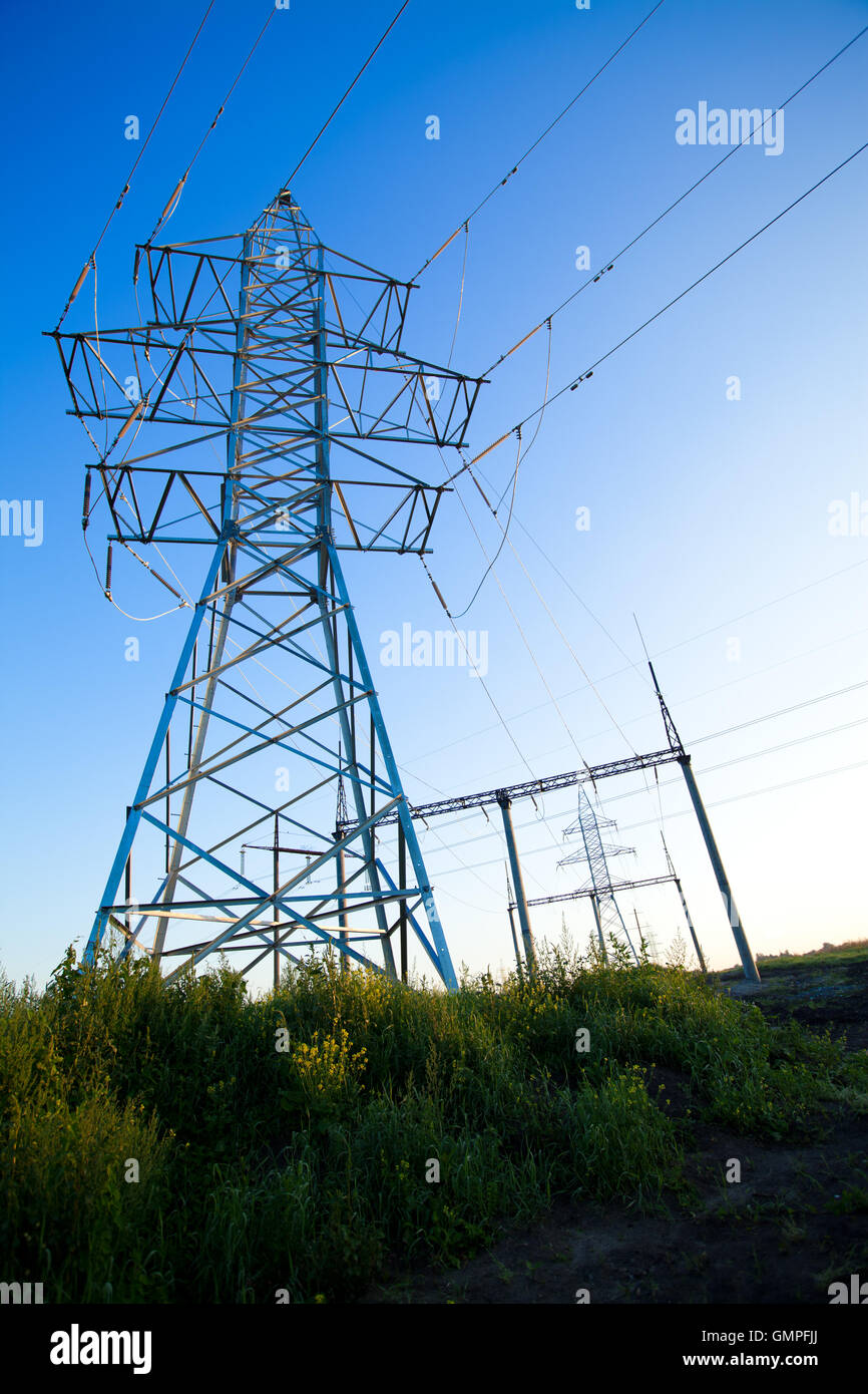 Electric power lines Stock Photo - Alamy