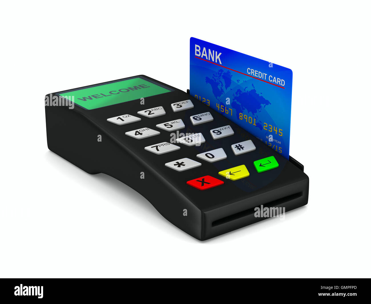 payment terminal on white background. Isolated 3d image Stock Photo - Alamy