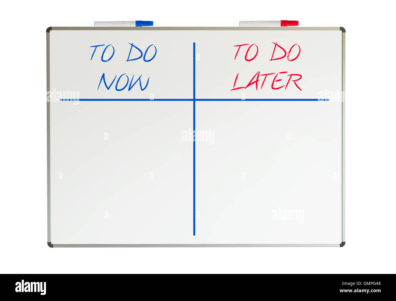 Whiteboard, do now and do later Stock Photo - Alamy