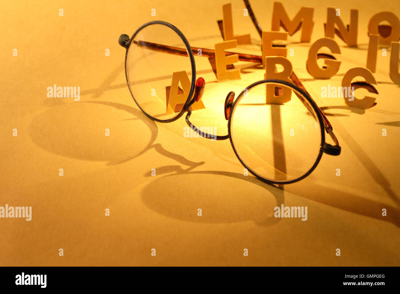 Alphabet And Spectacles Stock Photo - Alamy