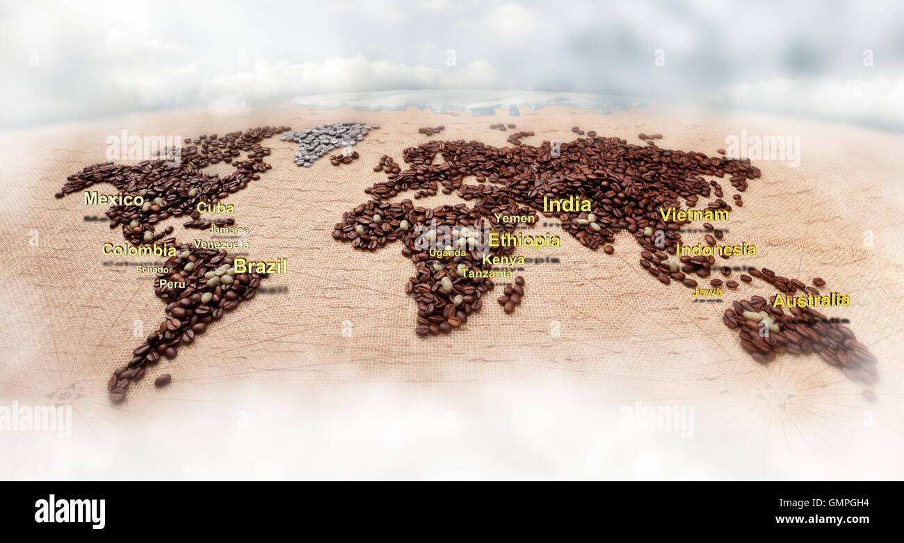 Map made of coffee Stock Photo - Alamy