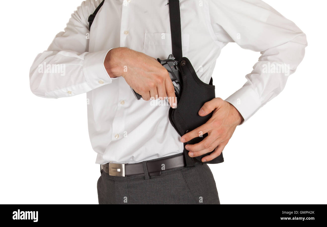 Secret service agent with a gun Stock Photo, Royalty Free Image ...