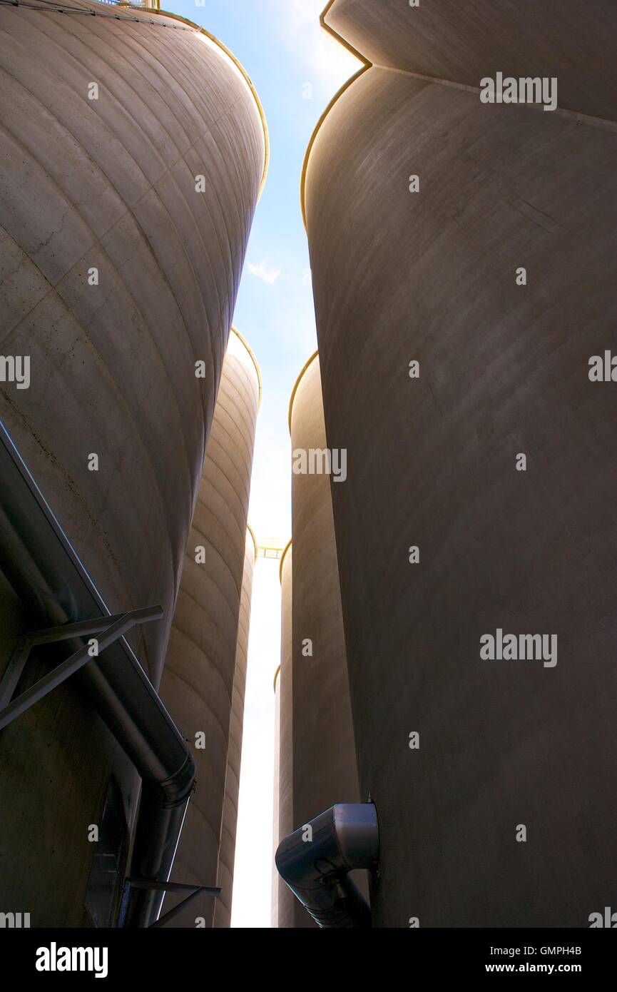 Towering Concrete Grain Silos Stock Photo - Alamy