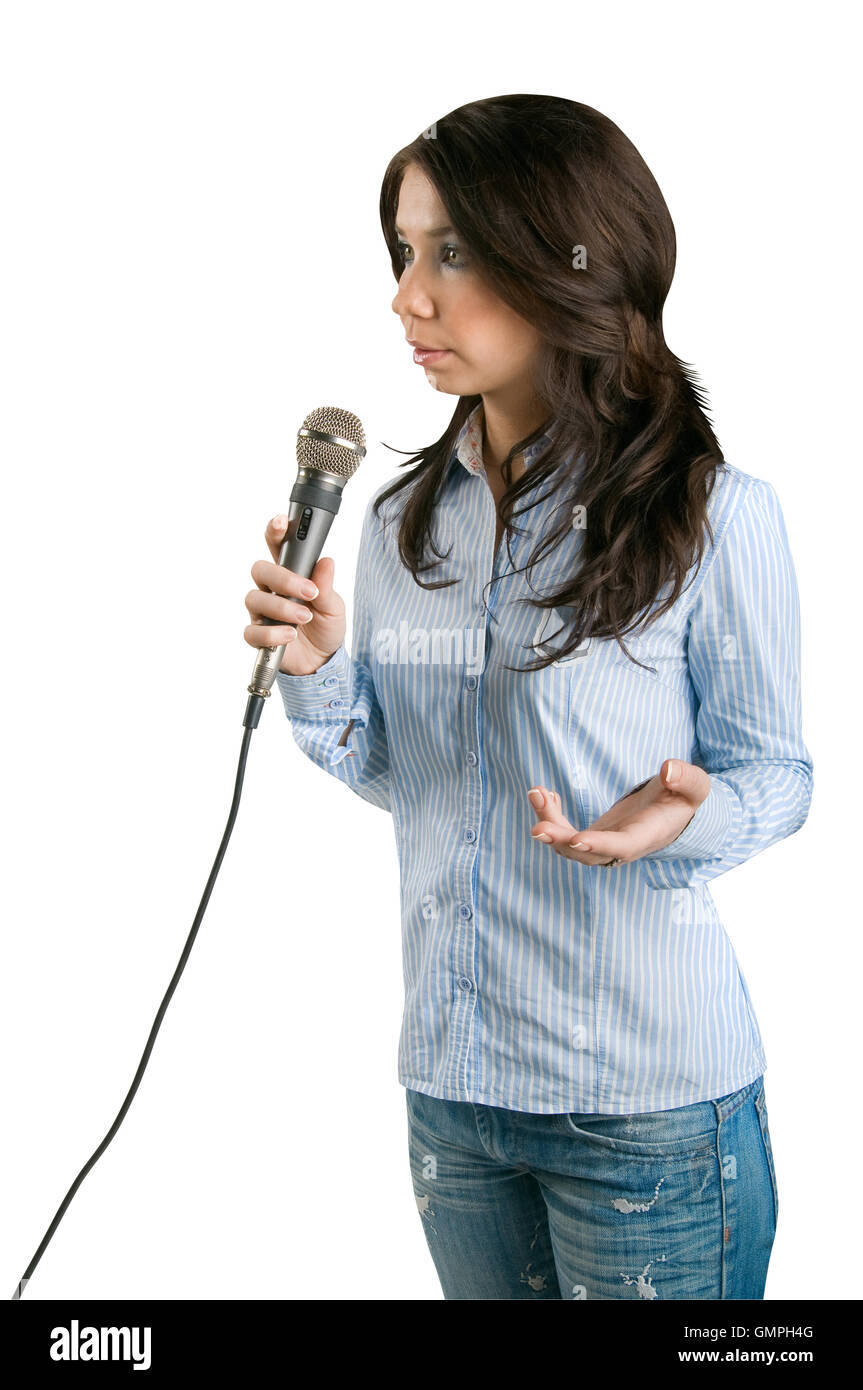 TV Correspondent, isolated on white background Stock Photo - Alamy