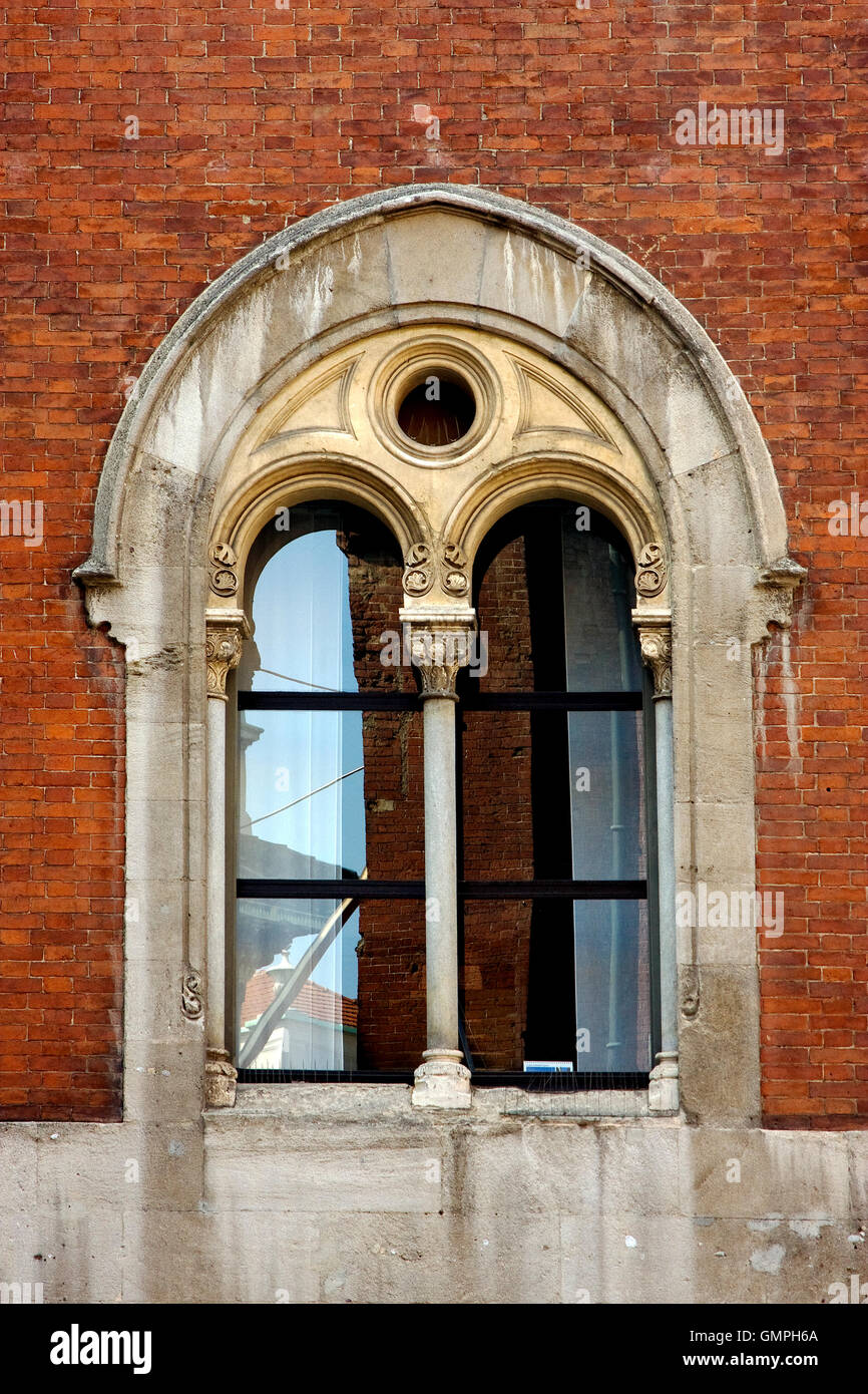 castle brick brown and window reflex Stock Photo - Alamy
