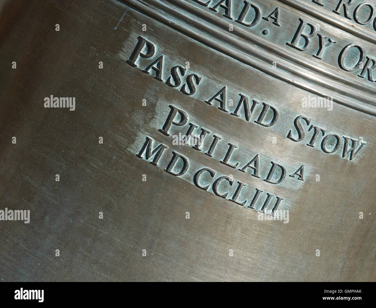 Closeup of Lettering on the Liberty Bell-Horizontal Stock Photo - Alamy