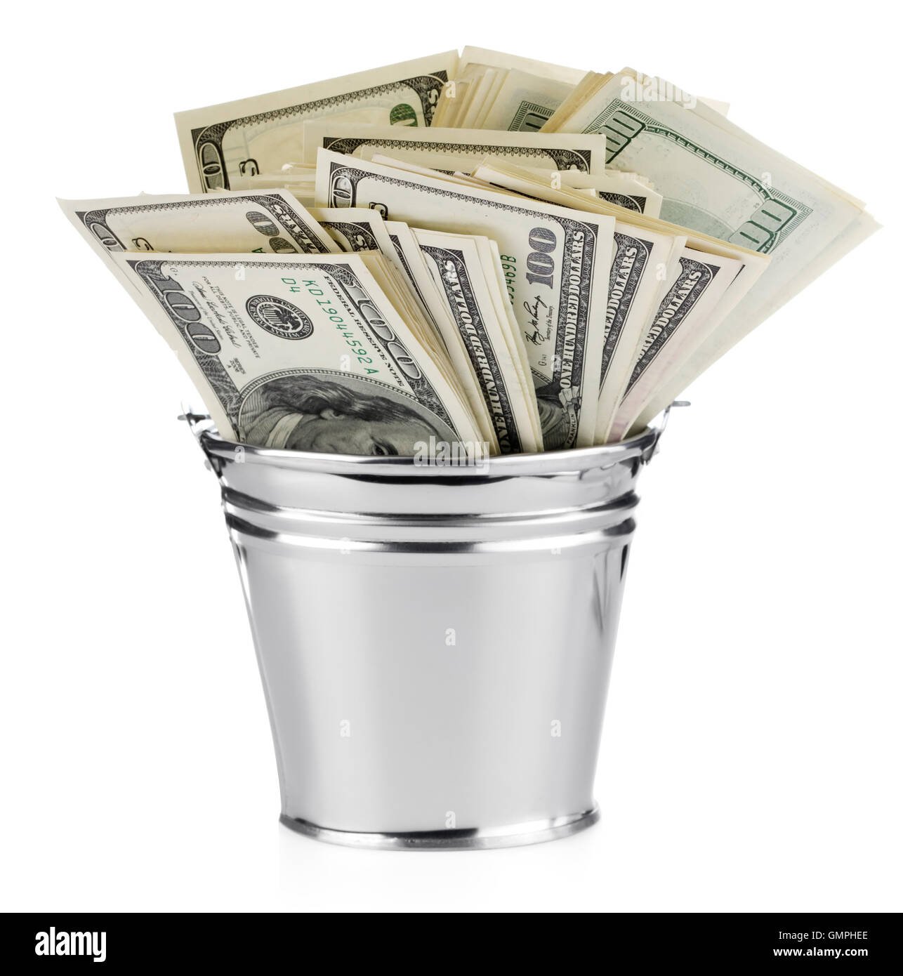 Dollar in pail Stock Photo - Alamy