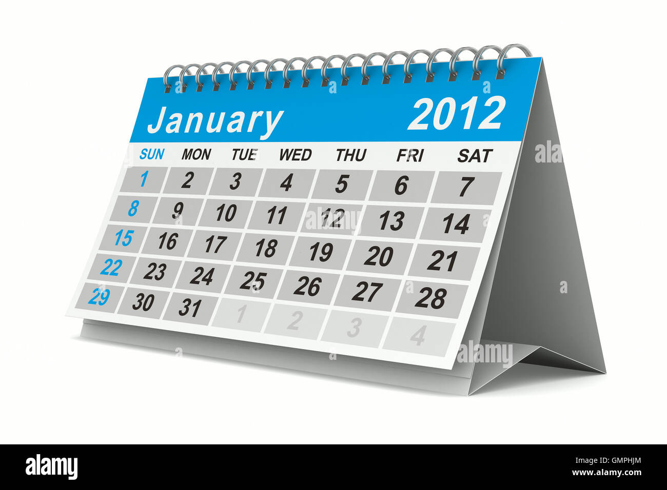 2012 year calendar. January. Isolated 3D image Stock Photo - Alamy