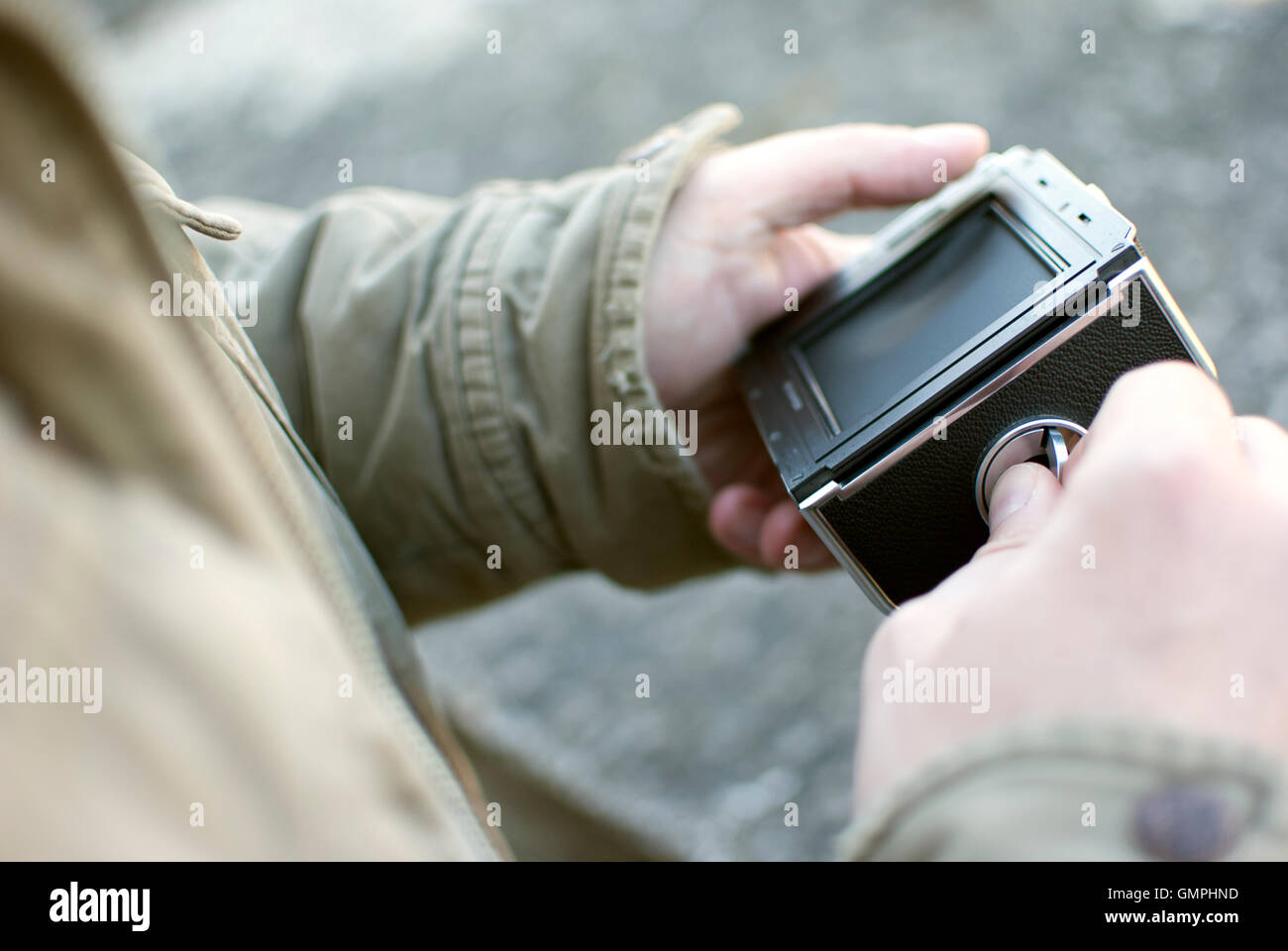 male hands holding old fleshmeter Stock Photo - Alamy