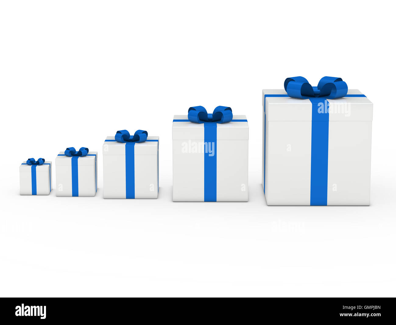 gift box white blue ribbon Stock Photo - Alamy