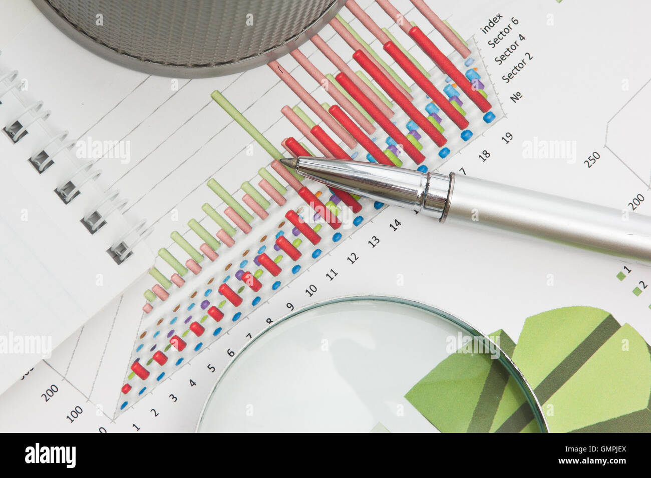 Graphs tables and documents Stock Photo - Alamy