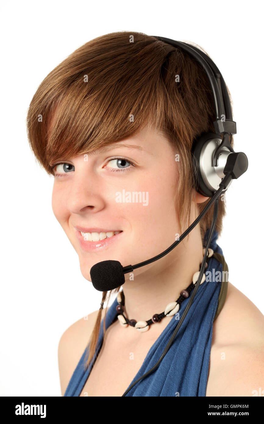 women with headset Stock Photo - Alamy
