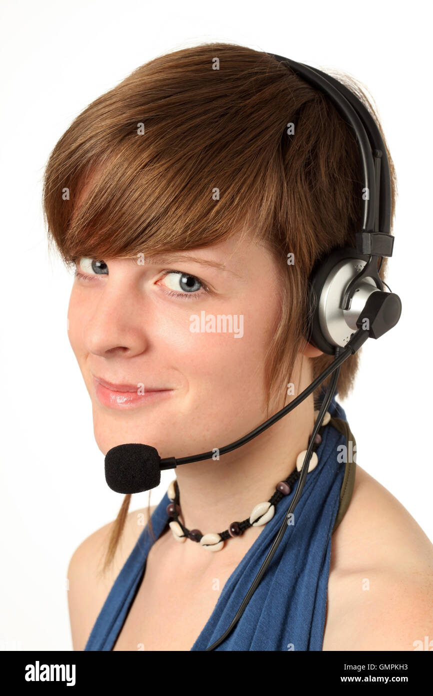 women with headset Stock Photo - Alamy