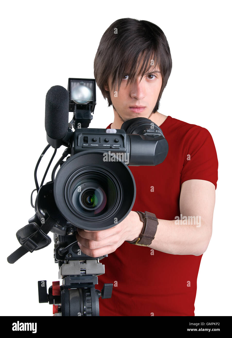 Cameraman, isolated on white background Stock Photo - Alamy