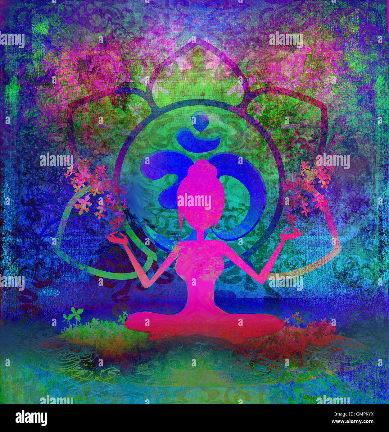Yoga lotus pose - abstract background Stock Photo - Alamy