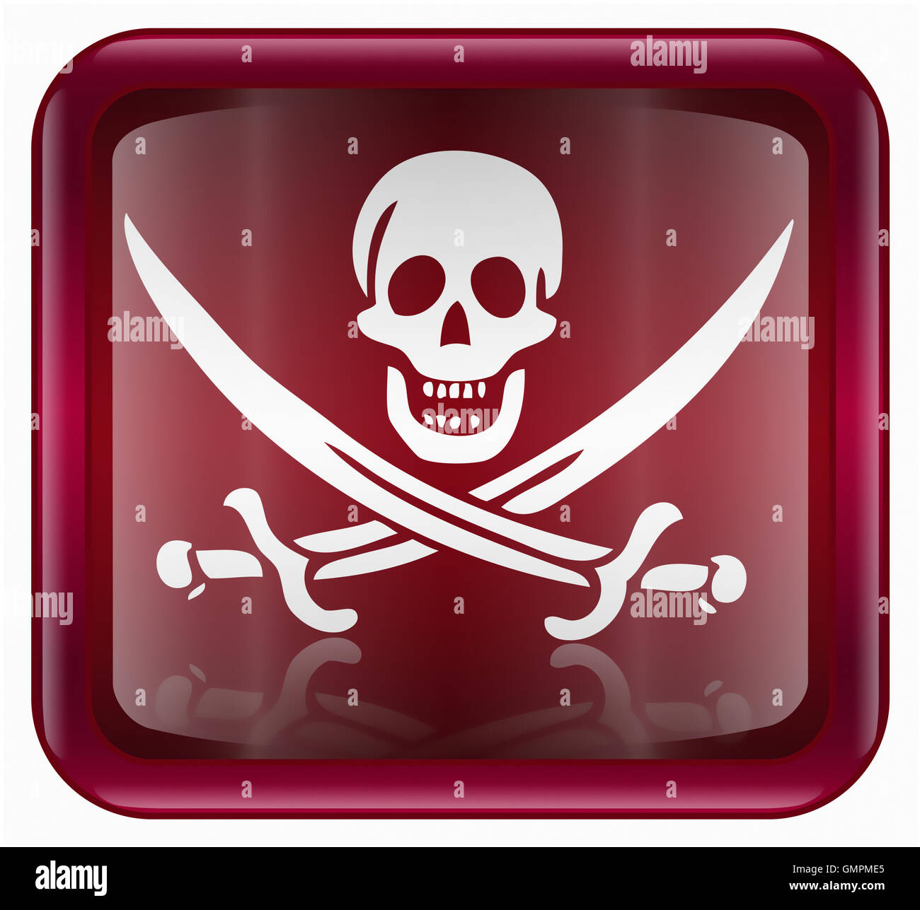 Pirate icon red, isolated on white backround Stock Photo - Alamy