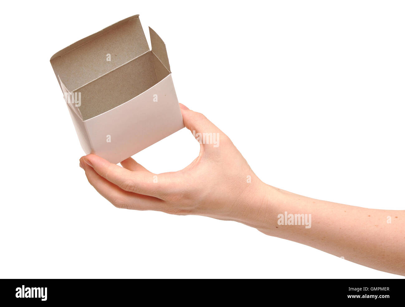 open white box in woman hands Stock Photo - Alamy