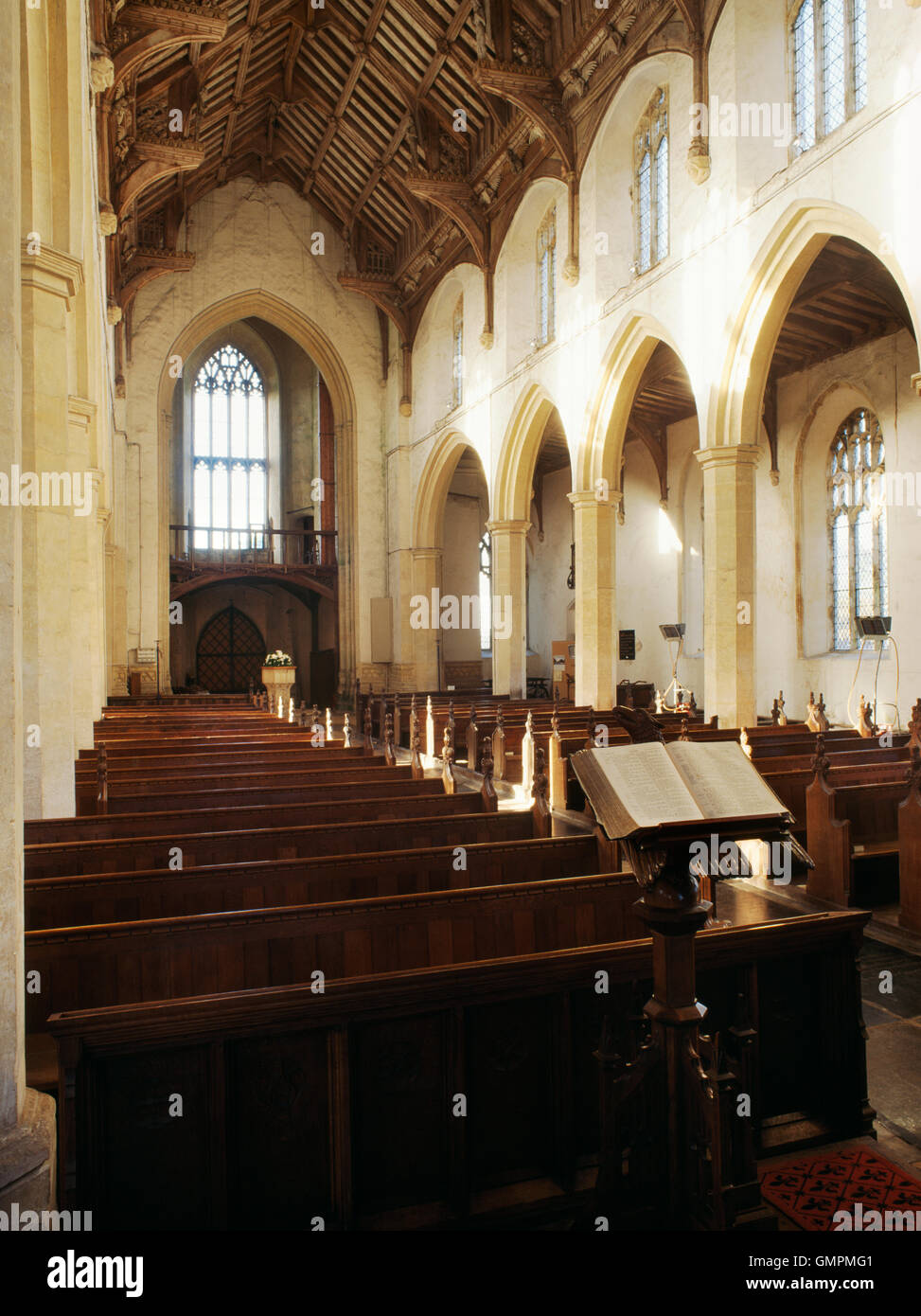 Nave & N aisle of St Agnus' Church, Cawston, looking WNW towards plough ...
