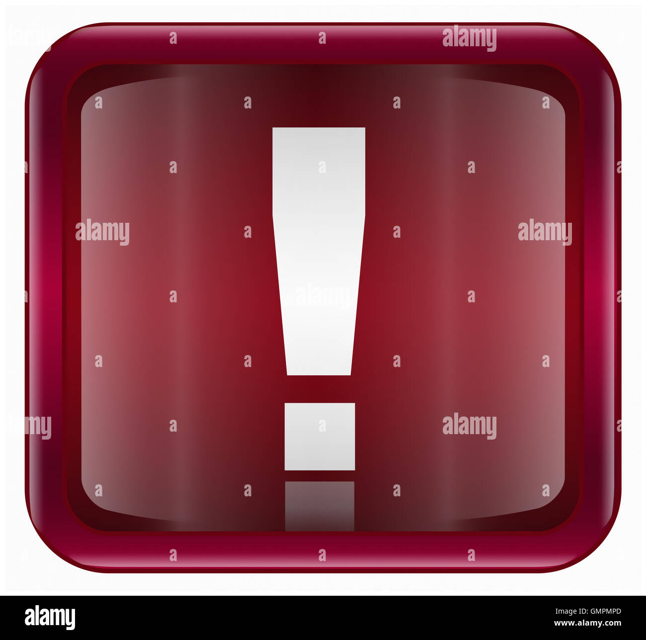 Exclamation symbol icon dark red, isolated on white background Stock ...