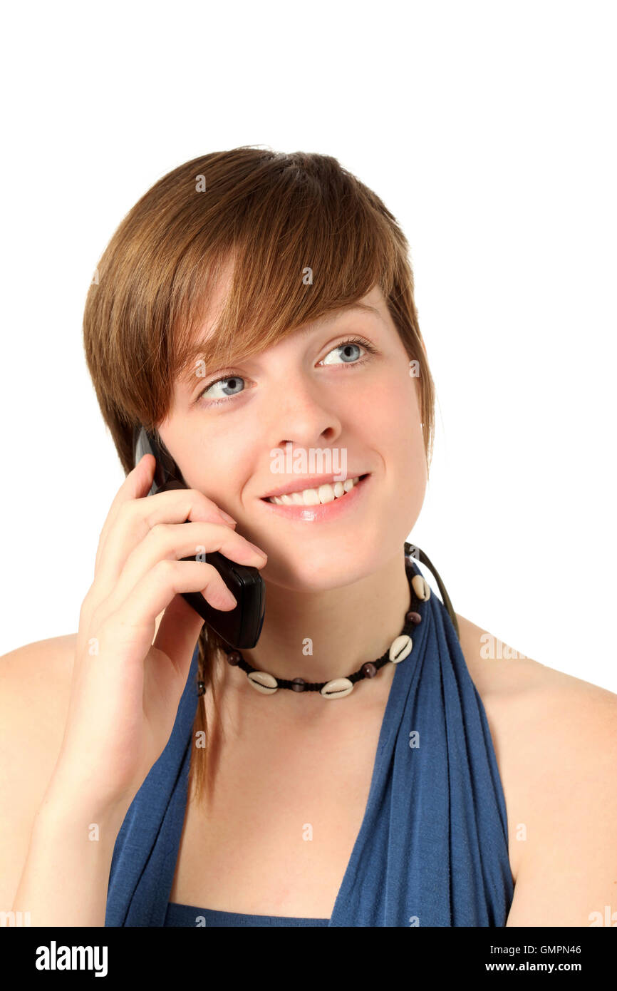 woman with cell phone Stock Photo - Alamy
