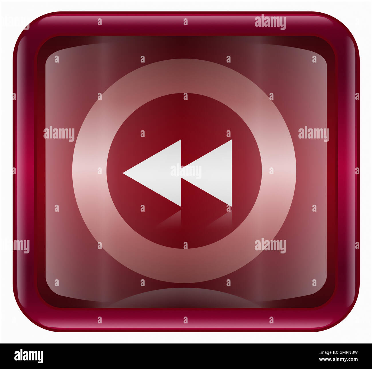 Rewind icon dark red, isolated on white Stock Photo - Alamy