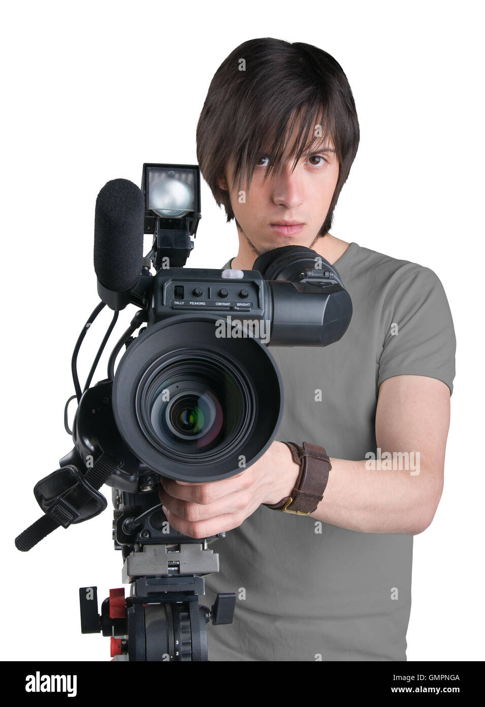 Cameraman, isolated on white background Stock Photo - Alamy