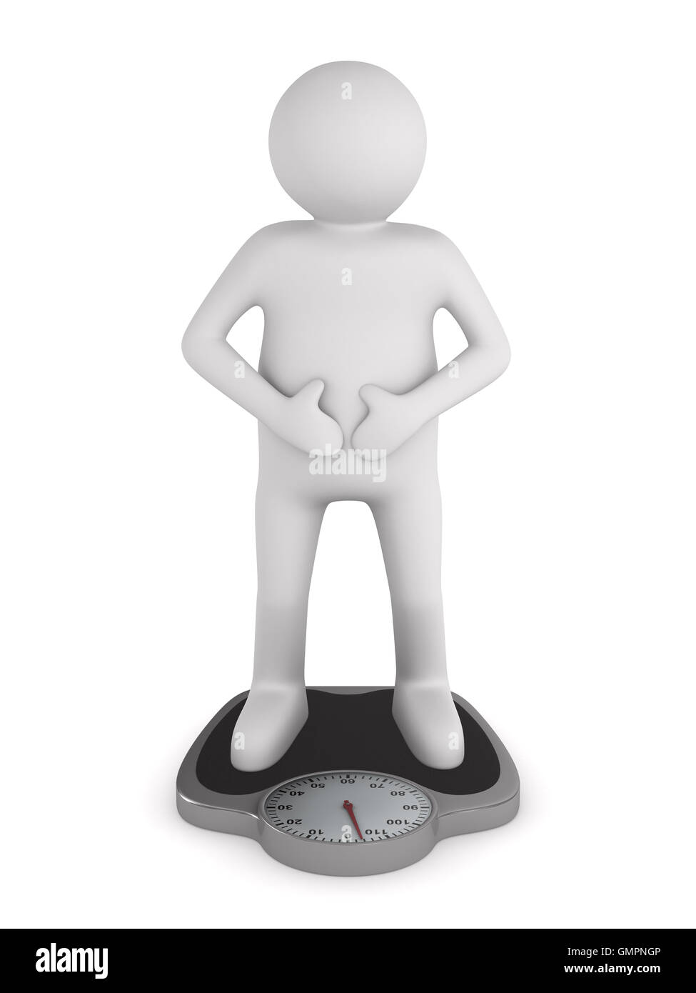 man on floor scales. Isolated 3D image Stock Photo - Alamy
