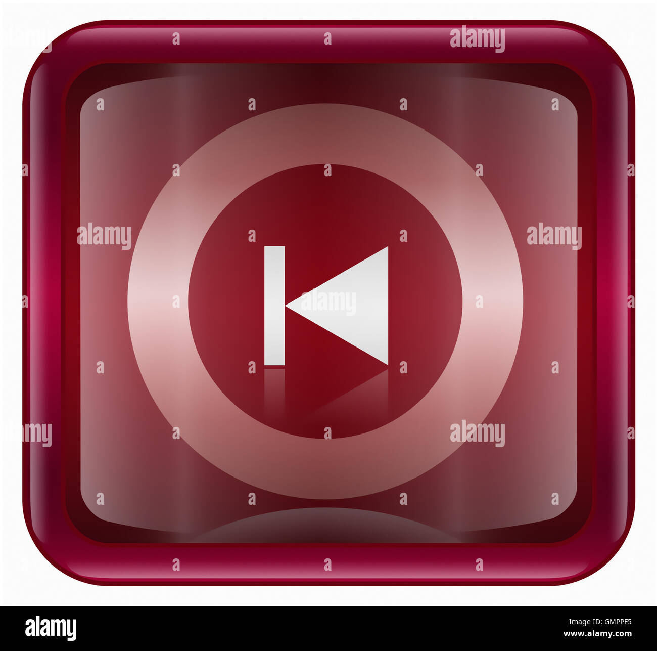 Rewind Back icon dark red, isolated on white Stock Photo - Alamy