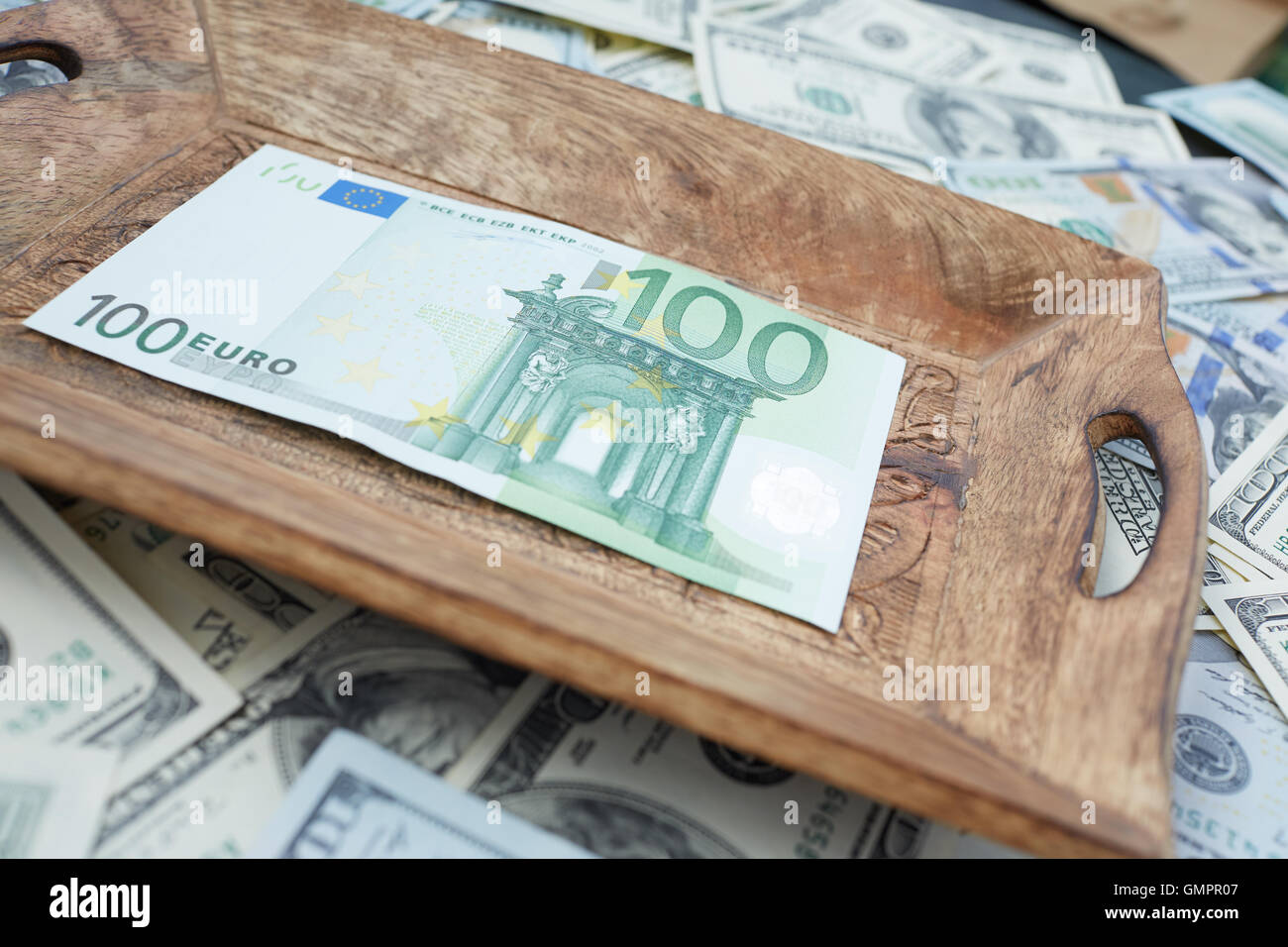 euros on a tray Stock Photo - Alamy