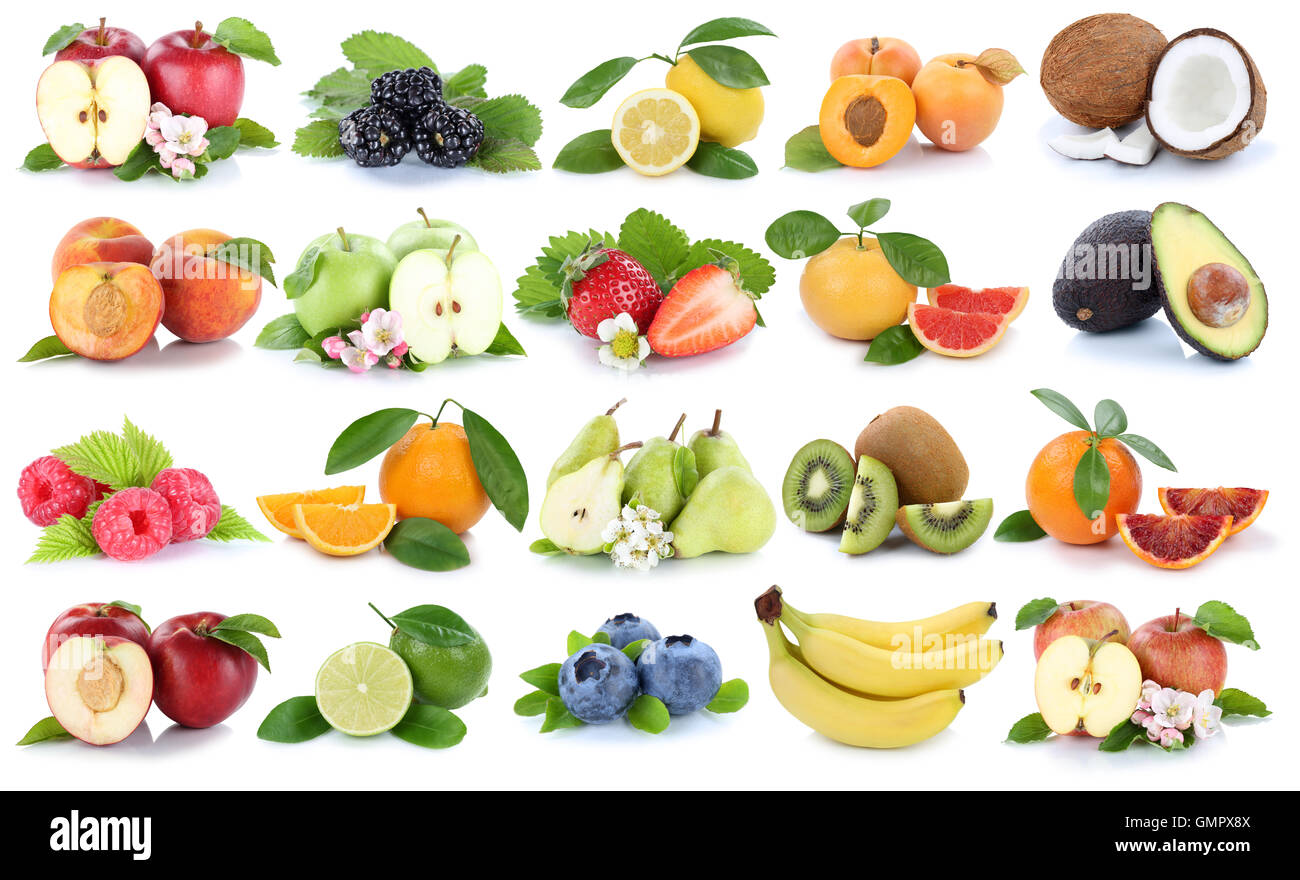 Fruits collection fresh orange apple apples banana lemon strawberry ...