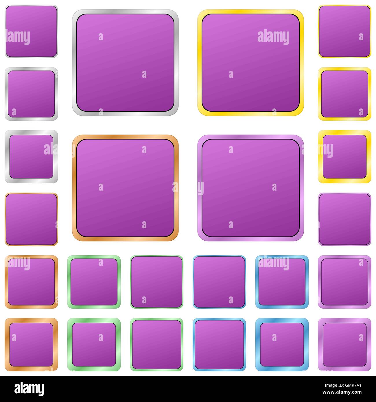 Purple blank square metal button set Stock Vector Image & Art - Alamy