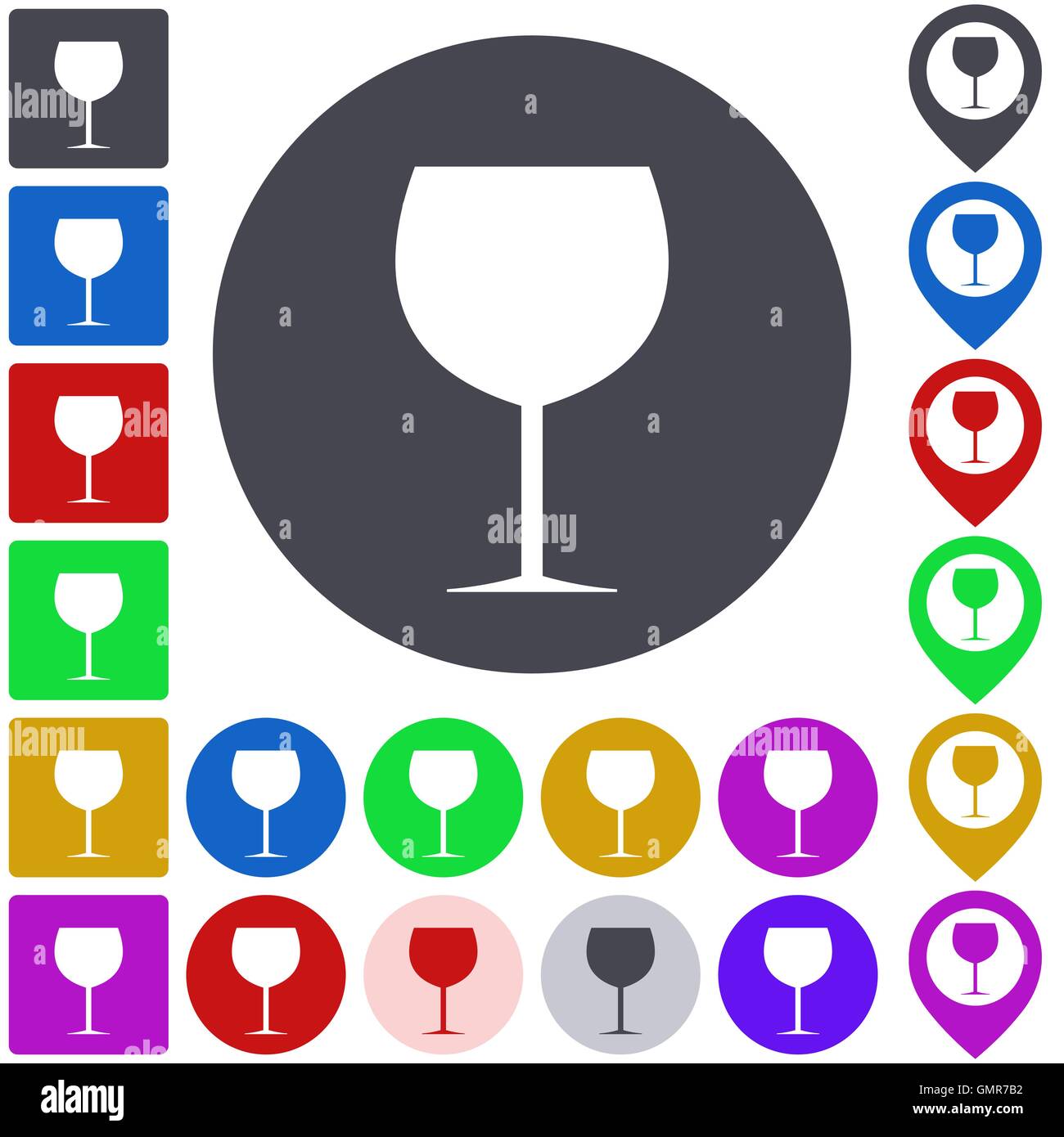 Color wine glass icon set Stock Vector Image & Art - Alamy