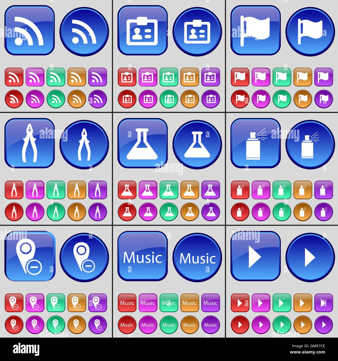 RSS, Credit card, Flag, Pliers, Flask, Spray, Checkpoint, Music, Media ...