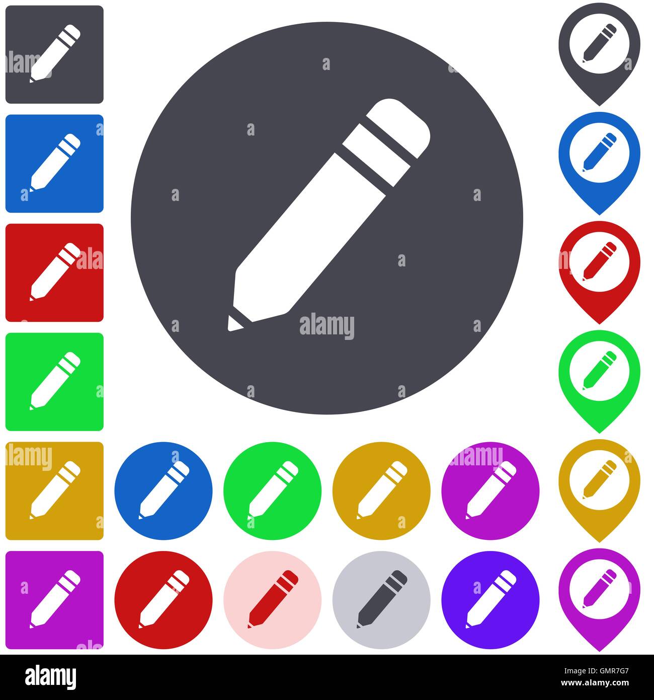 Color pencil icon set Stock Vector Image & Art - Alamy