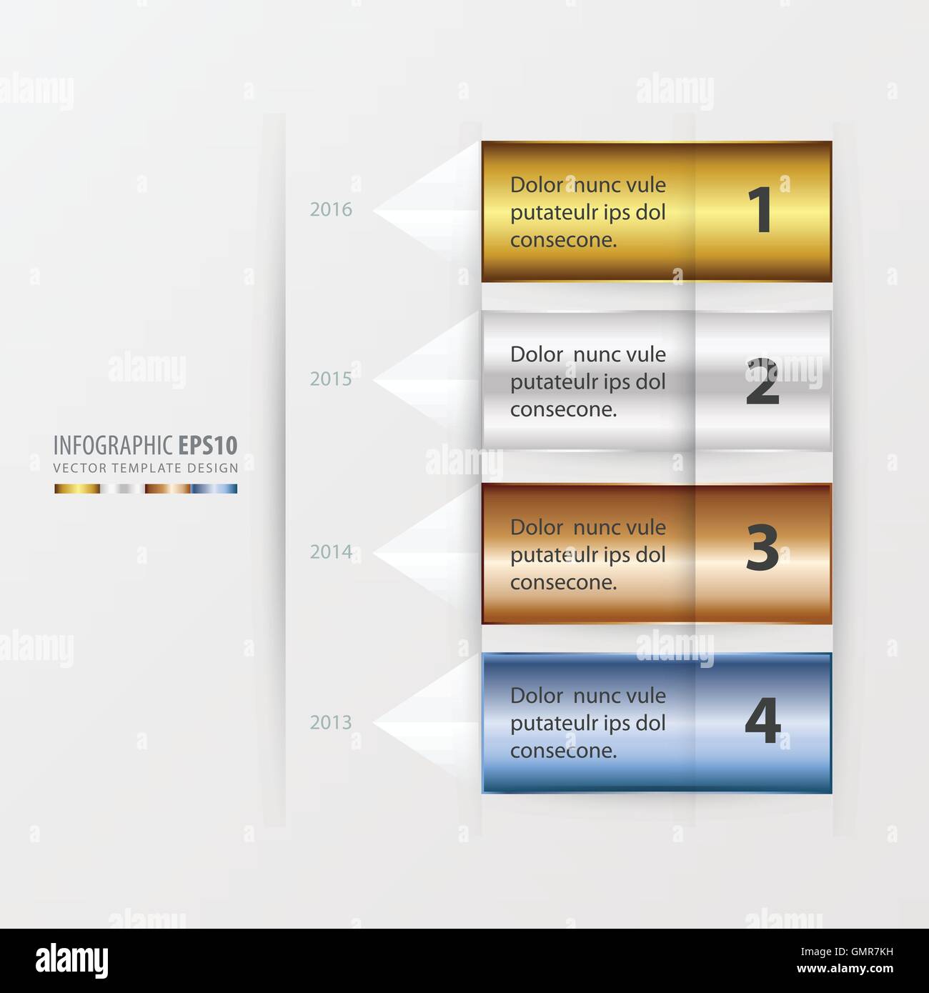 timeline report template gold, bronze, silver, blue color Stock Vector ...