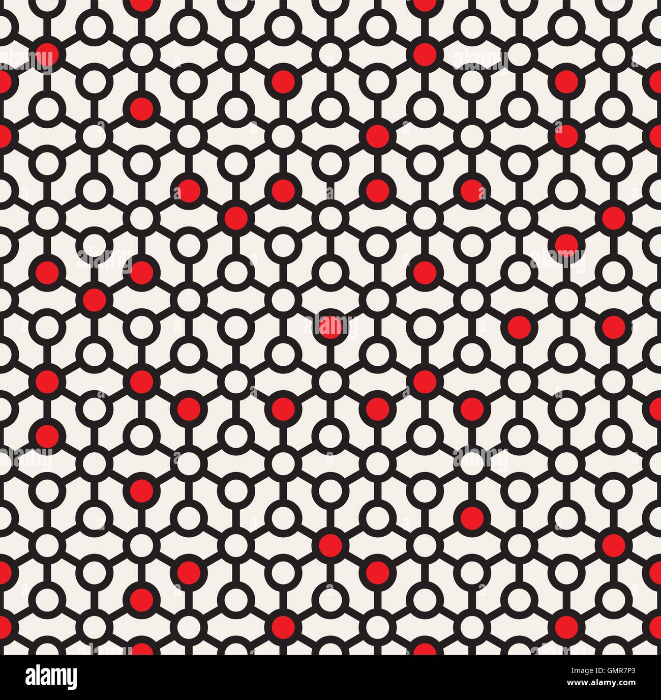 Vector Seamless Black and White Line Connected Circle Grid Pattern ...