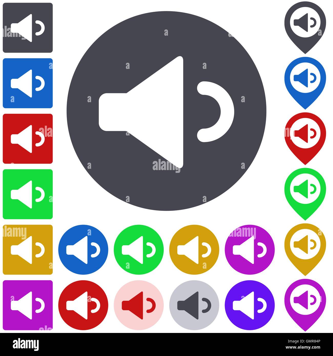 Color volume down icon set Stock Vector Image & Art - Alamy