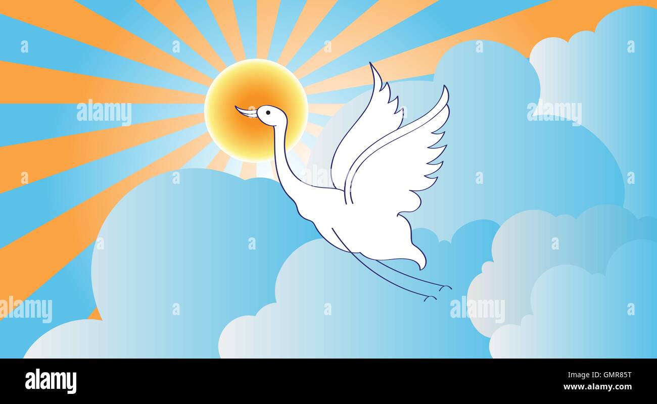 Bird Flying In Sunset Background Stock Vector Image & Art - Alamy