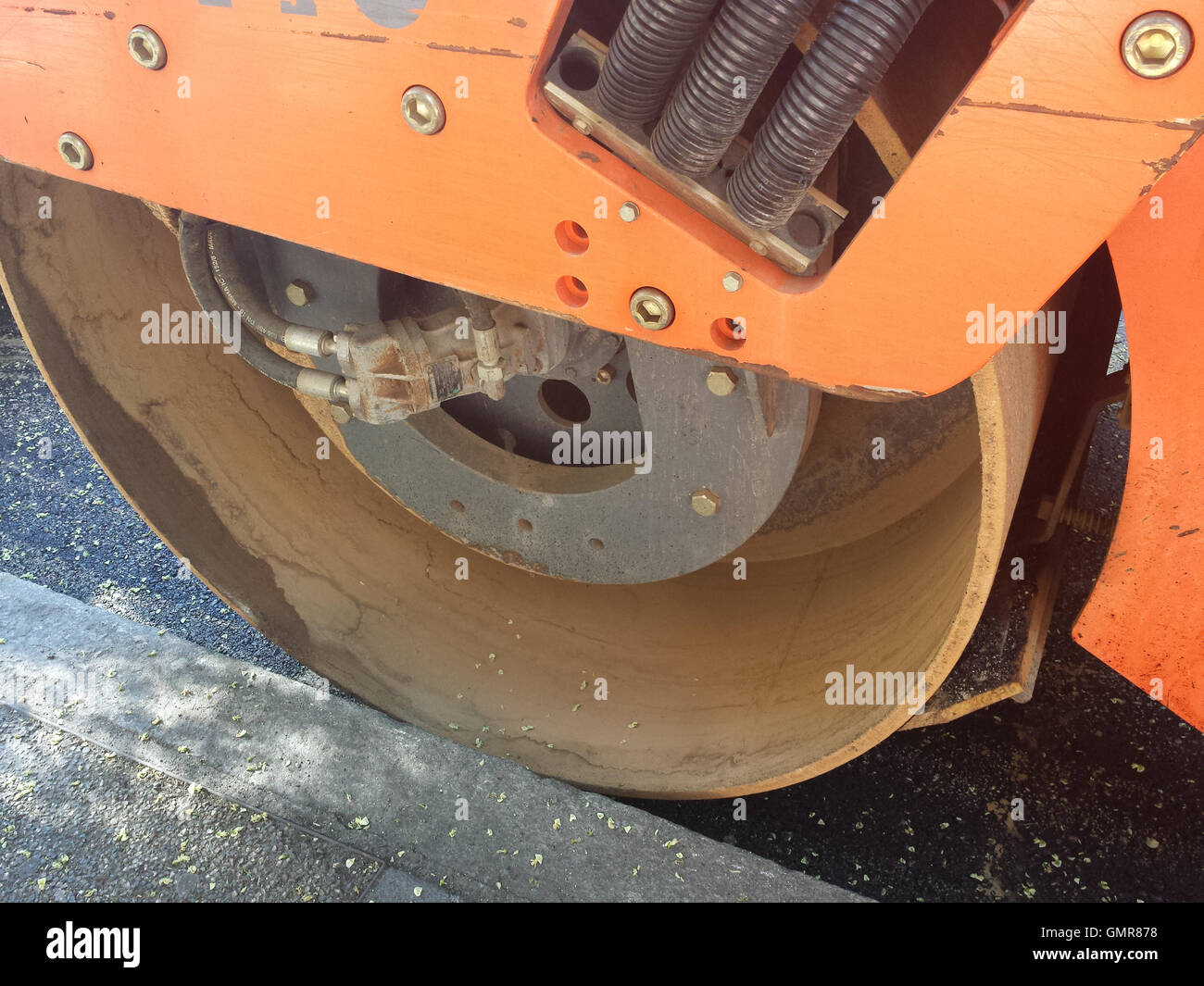 Details of the wheel of a steamroller Stock Photo - Alamy