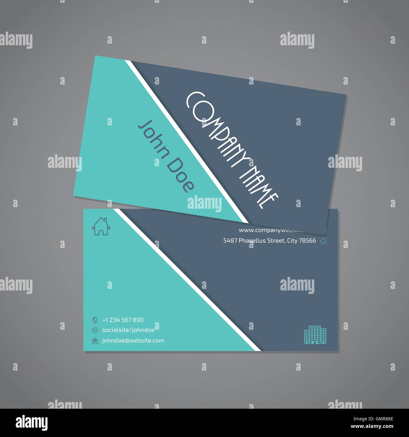 Gray turquoise business card template Stock Vector Image & Art - Alamy