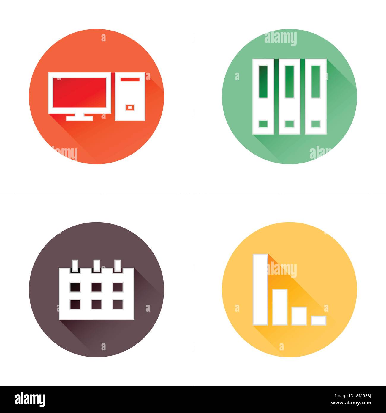computer, file, calendar, graph icons flat style Stock Vector Image ...
