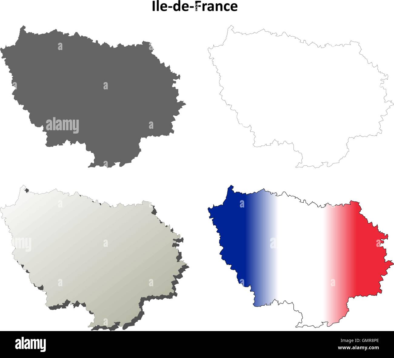 Ile-de-France blank detailed outline map set Stock Vector Image & Art ...